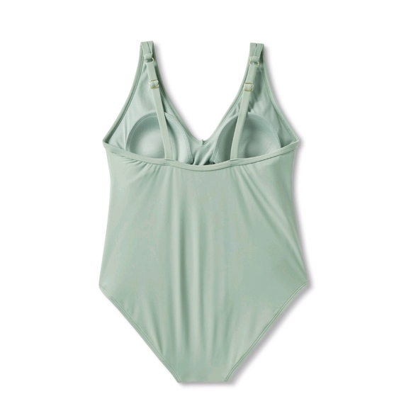 Kona Sol Swim Plus Size Vneck Over The Shoulder High Leg One Piece